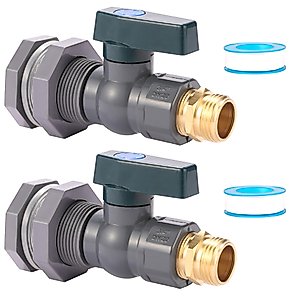 2 Pack 3/4 Inch Rain Barrel Spigot Kit - BILAL Water Barrel PVC Garden Diverter Kit with Bulkhead Fitting Hose Faucet Adapter and Thread Seal Tape for Water Tanks, Aquariums, Tubs, Pool, Garden Barrel