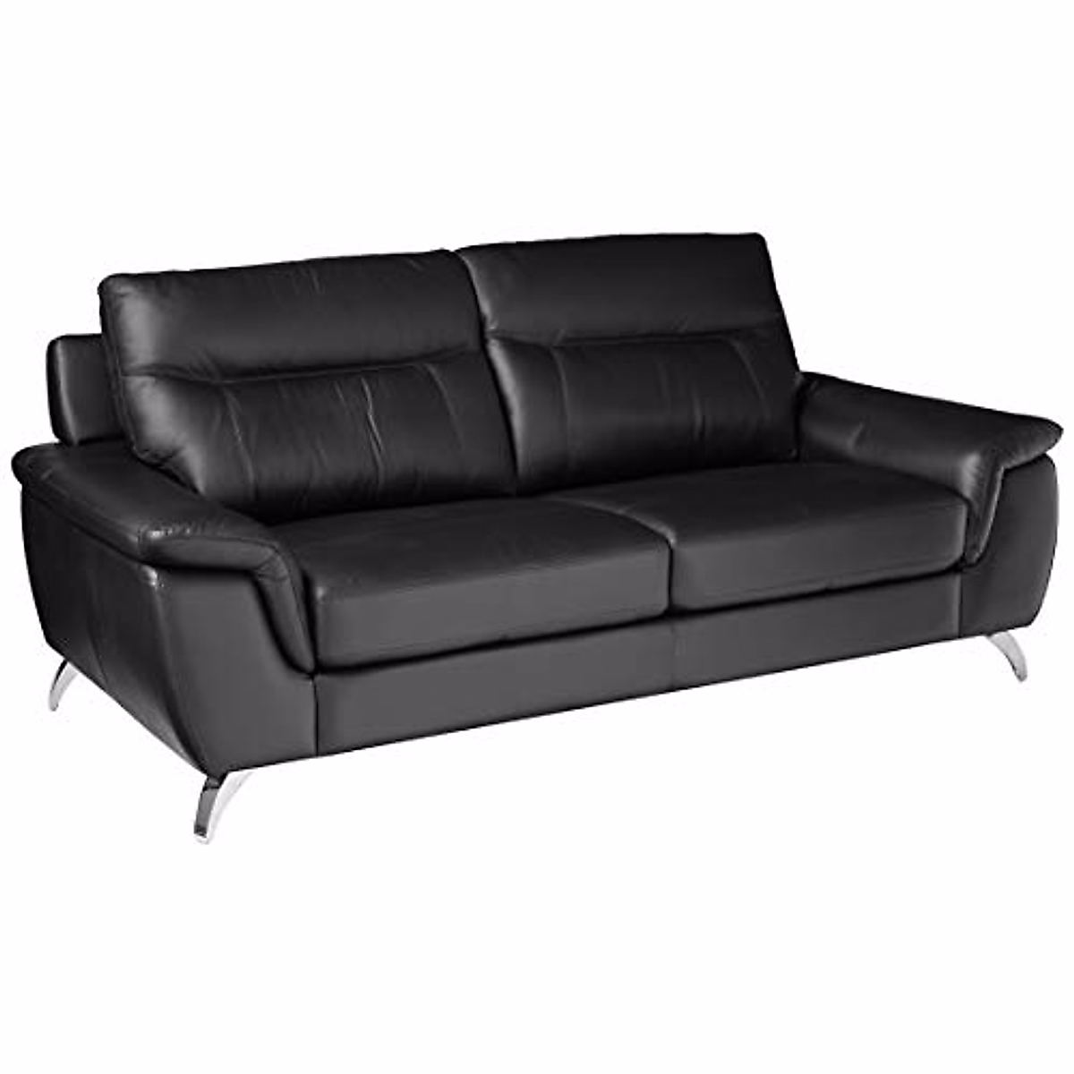 Cortesi Home Chicago Leather Sofa, 79", Black