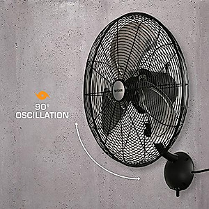 Hurricane Wall Mount Fan - 20 Inch, Pro Series, High Velocity, Heavy Duty Metal Wall Mount Fan for Industrial, Commercial, Residential, and Greenhouse Use - ETL Listed, Black