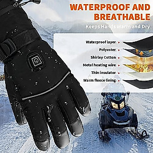 Heated Gloves for Men Women, CARSHAM 6000mAh Rechargeable Battery Heated Motorcycle Gloves, Waterproof & Touchscreen & 3 Temperature Modes, Electric Heating Gloves for Outdoor Sports