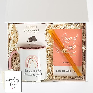 Unboxme Mug + Tea Gift Box For Her | Get Well Soon, Thinking Of You, Sympathy, You Got This, or Birthday Gift Basket | Care Package For Women, Mom, Sister, Best Friend (Sending Hugs Card)