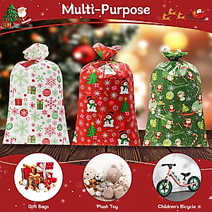 Yunaeduo Extra Large Christmas Gift Bag - 2 Pcs Large Christmas Gift Sacks 56"x36" - Jumbo Christmas Gift Bags for Giant Gifts - Heavy Duty Plastic Christmas Bags - Large Xmas Gift Bags for Presents