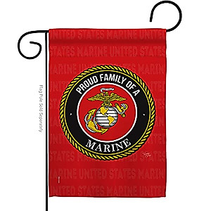 Breeze Decor Proud Family Garden Flag Armed Forces Marine Corps USMC Semper Fi United State American Military Veteran Retire Official House Banner Small Yard Gift Double-Sided, Made in USA