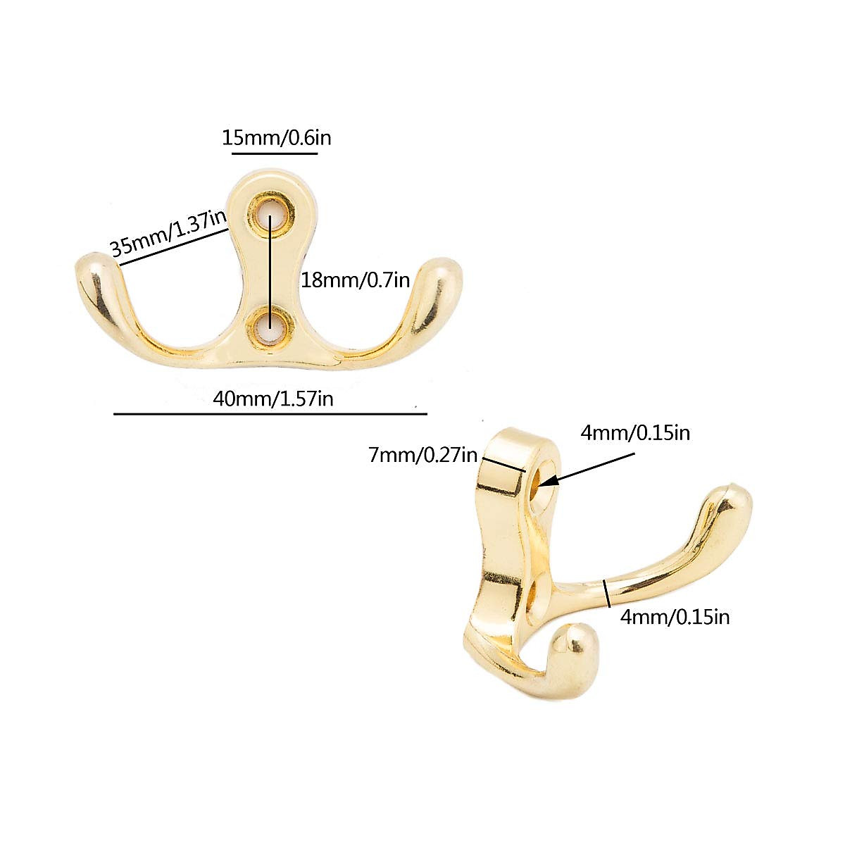 Ulifestar Coat Hook Coat Rack,Double Prong Metal Towel Hook Wall Hook for Hanging Clothes,Pants,Purse,Robe,Towel,Belt,Tie,Key,Mug,Cup,Wreath,Heavy Duty Rustic Bathroom Hanging Hooks,8Pcs (Gold)