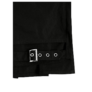 WDIRARA Women's High Waist Pleated Button Skort Asymmetrical Skirt Shorts Black S