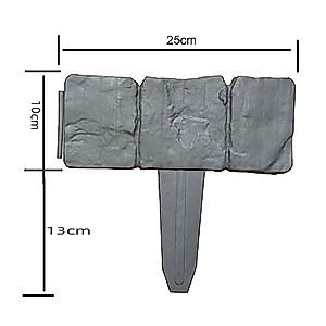 Reheyre 10pcs Garden Landscape Edging Borders, Anti-deform Garden Edging Border, Garden Landscape Edging Border for Grass Lawns Yard, Faux Stone Design Lawn Border Black