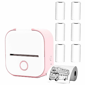 Thermarote Mini Printer, Portable Mini Pocket Sticker Printer, Thermal Printer Inkless Sticker Maker Machine Pocket, T02 Sticker Printer for Work, Plan, Notes (Pink)