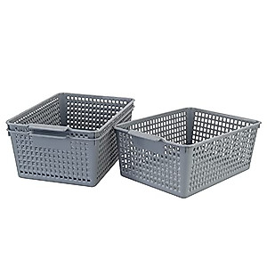 DynkoNA 3-Pack Large Storage Basket Bin, Plastic Organizer Bins