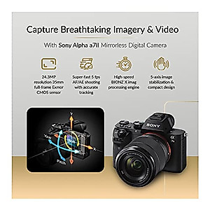 Sony Alpha a7II Mirrorless Digital Camera with 28-70mm OSS Lens Bundle with 60-Inch Tripod, Camera Bag, 64GB SD Card, Card Case and Reader, Battery and Dual Charger, and Lens Cap Keeper (8 Items)