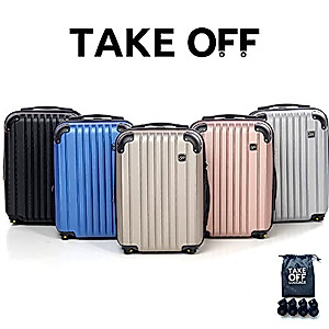 Take OFF Luggage 18-inch Hardshell Carry On Suitcase that Converts into Underseater Luggage Removable Spinner Wheels for Airline Personal Use Requirements 18 x 14 x 8.5 Inches - Rose Gold Expandable