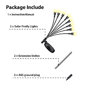 2024 Solar Garden Lights, 2 Pack Solar Firefly Lights, Solar Sway Lights Outdoor Waterproof, Solar Twinkle Swaying Fairy Light for Yard Patio Pathway Garden Decoration (Warm White)