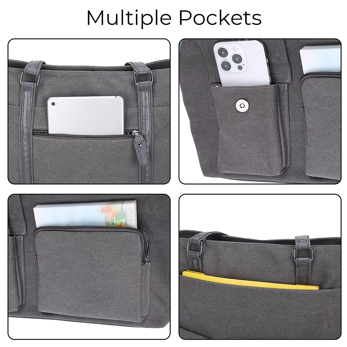 Laptop Tote Bag for Women Work Bags Professional 15.6 Inch Large Canvas Purse with Pockets