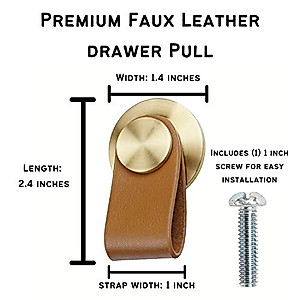 Happy Wicks Leather Pulls – Premium Faux Leather Cabinet Pulls – Set of 4 Leather Drawer Pull for Wardrobe, Kitchen, Bathroom – Heavy-Duty Design – Easy Installation – Modern and Simple Drawer Strap