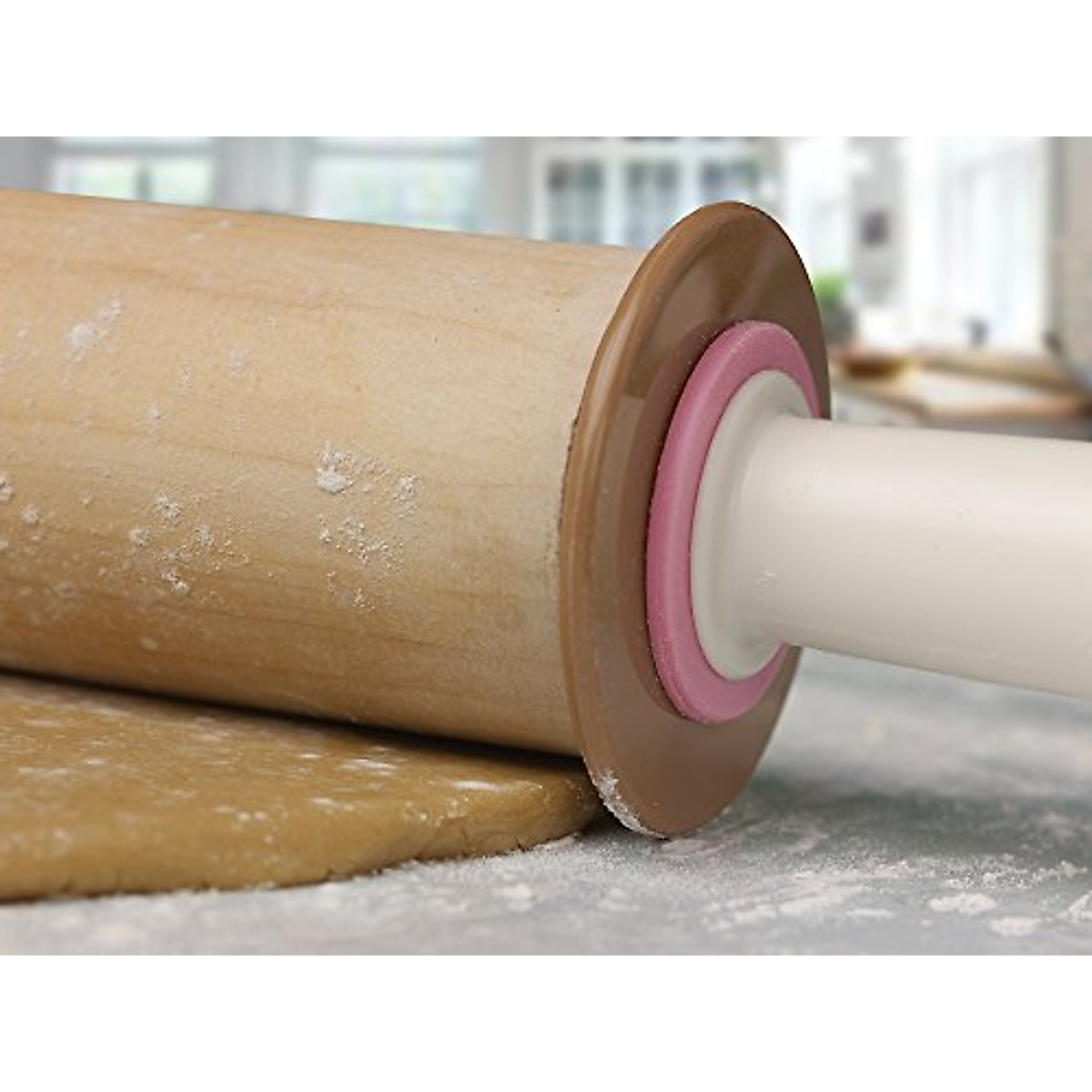 Bakelicious Adjustable Rolling Pin, Wood and Nylon, 12-Inch Barrel
