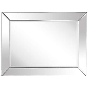 Empire Art Direct Solid Wood Frame Wall Mirror Covered with Beveled Mirror Panels, 1"-beveled Center Mirror, Vanity, Bathroom, Living Room ＆ Bedroom, 40" x 30", Ready to Hang
