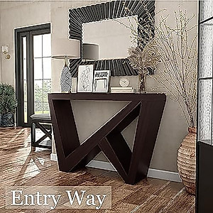 HOMES: Inside + Out Naomi Modern Decorative Accent Console with W-Shaped Legs, Narrow Desk, Wood Entryway Console Table for Living Room, Hallway, Entrance, Small Spaces, Cappuccino