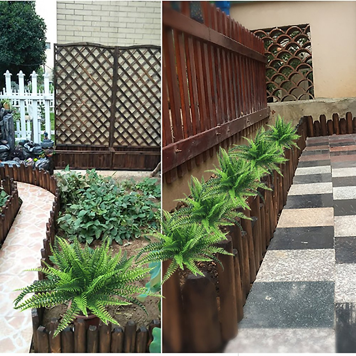 Beebel Artificial Shrubs 4 Bunches Artificial Boston Fern Plants Greenery Bushes Flower for House Office Garden Indoor Outdoor Decor