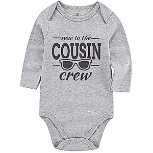 Acwssit New To The Cousin Crew Baby Boy Clothes Unisex Funny Baby Girl Baby Bodysuit 0-3 months graylong