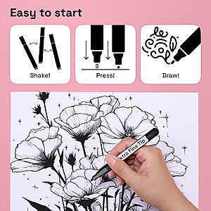 ARTISTRO Black Paint Pens for Rock Painting, Stone, Ceramic, Glass, Wood, Tire, Fabric, Metal, Canvas. Set of 5 Water Based Black Markers for Acrylic Painting Extra Fine Point Tip