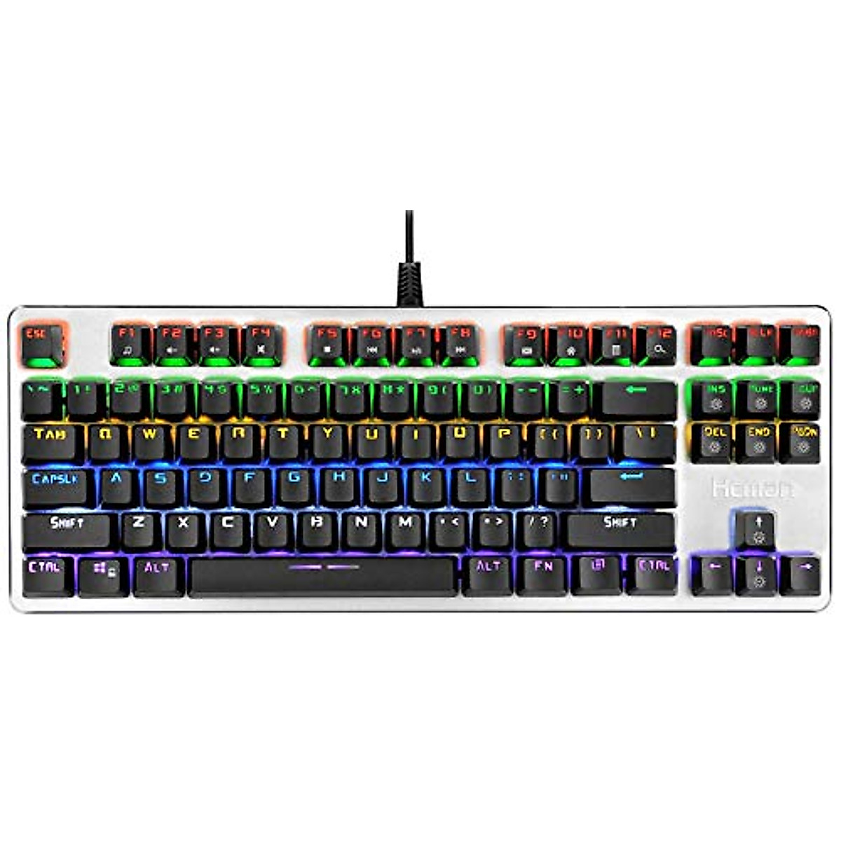 Hcman Mechanical Keyboard Blue Switches,21 LED Backlit Modes Gaming Keyboard,Metal Plate 100% Anti-ghosting for Computer PC & Mac Gamers (Silver)