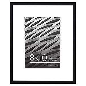 Americanflat 8x10 Picture Frame in Black - Thin Border 5x7 Picture Frame with Mat or 8x10 Frame Without Mat - Shatter Resistant Glass - Horizontal and Vertical Formats for Wall and Tabletop