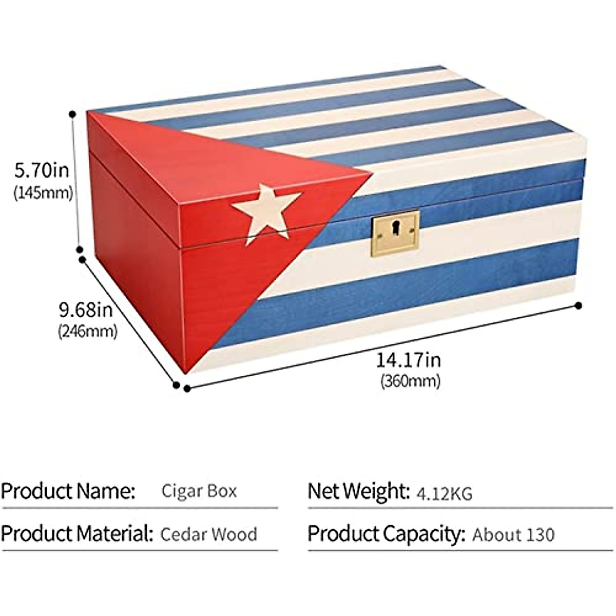 Cigar Star Gabeto Handmade Cigar Humidor with Boveda Packs, and Digital Hygrometer, Spanish Cedar Lined Cigar Box Set with Storage Tray and Air flow rack, Great Gift for Fathers