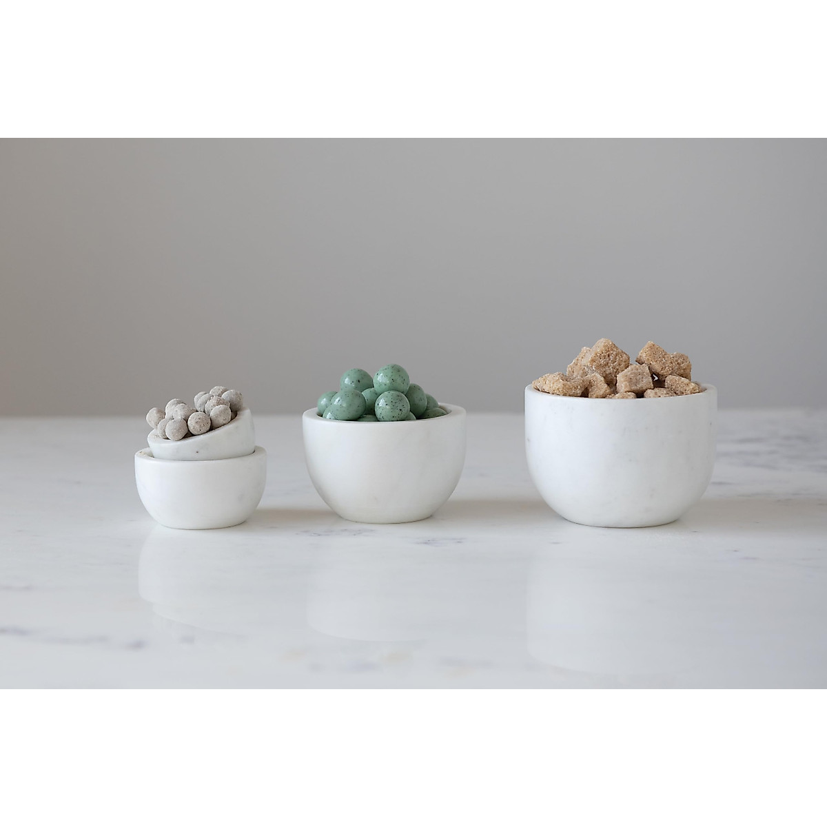 Creative Co-Op White Marble (Set of 4) Bowl