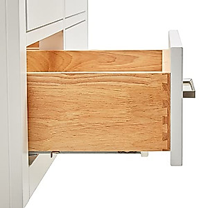 ARIEL 42" White Bathroom Vanity Base Cabinet, Single Sink Configuration, 2 Full Extension Dovetail Drawers, Brushed Nickel