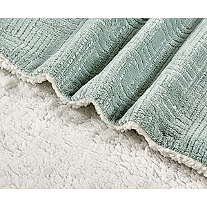 Sherpa Fleece Throw Blanket | Soft and Luxurious Textured Fleece | Comfy Reversible Sherpa | All Season Comfort | Bowery Collection (50" x 60", Surf Spray)