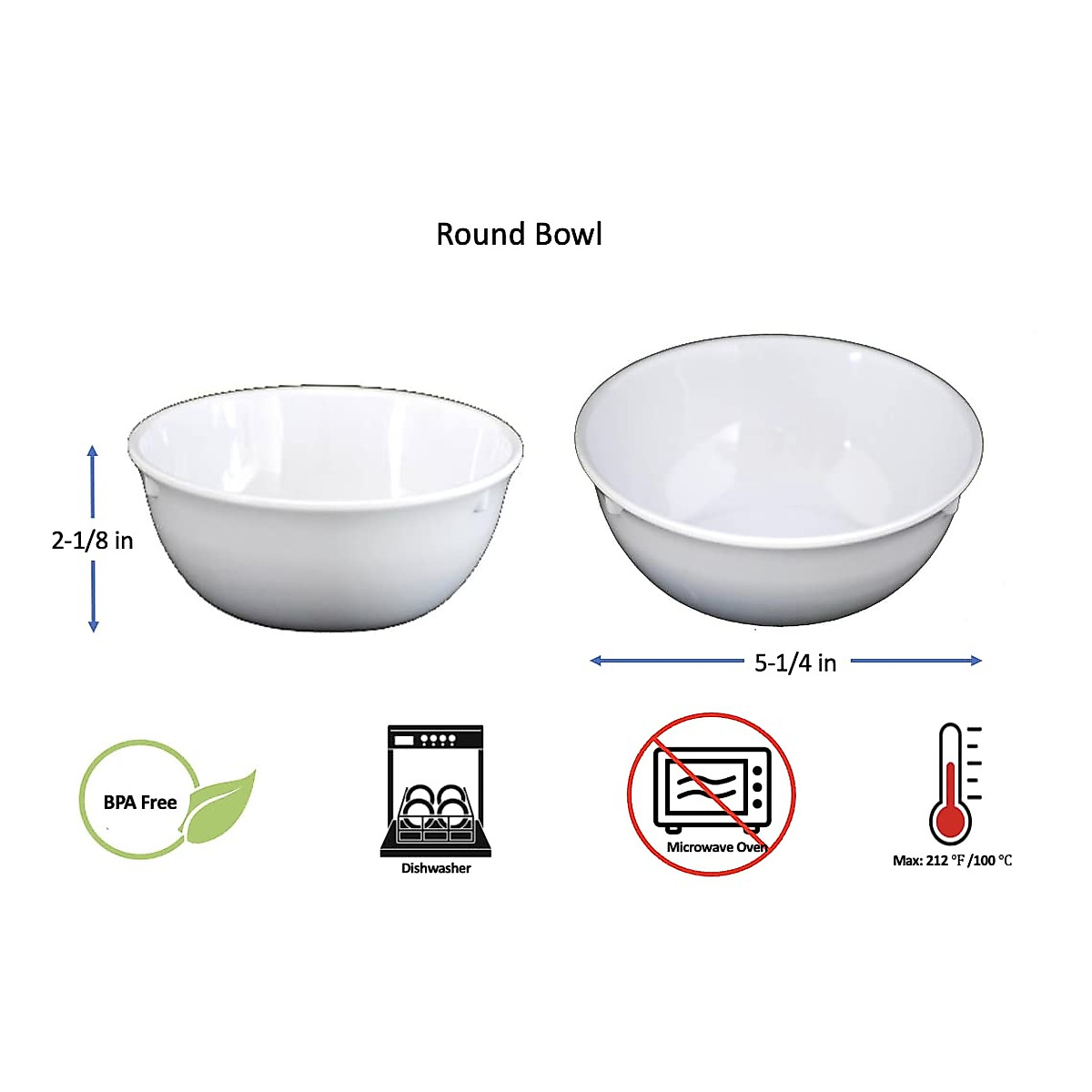 Z-Moments Western Melamine Nappie Bowl Soup Cereal Fruit Snack Bowls, 15-Ounce, 5-1/4" dia., White or Tan #315 (96, White)