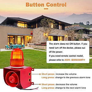 Saladulce Alarm Siren Strobe Light 120dB Industrial Sound Light Alarm Outdoor Waterproof Siren Strobe Alarmfor Home Security AC110V Tone Volume Adjustable