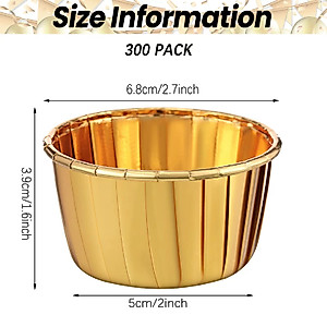 Gandeer 300 Pack Gold Cupcake Cups Disposable Foil Muffin Liners 3.5 oz Wrappers for Baking Aluminum Paper Mini Metallic Party Wedding Festival