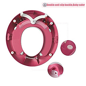Potty Training Seat with Soft PU Cushion Handles Backrest Splash Guard for Toddlers Kids Boys Girls (pink)