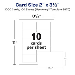 Avery Clean Edge Printable Business Cards with Sure Feed Technology, 2" x 3.5", White, 1,000 Blank Cards for Inkjet Printers (08870)