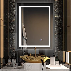 ExBrite LED Bathroom Mirror with Light, led Bathroom Mirror 28 x 36 Inch Dimmable Anti-Fog Wall Mounted Vanity Mirror,Night Light, CRI 90+, Color Temperature 5000K (Horizontal/Vertical Install)