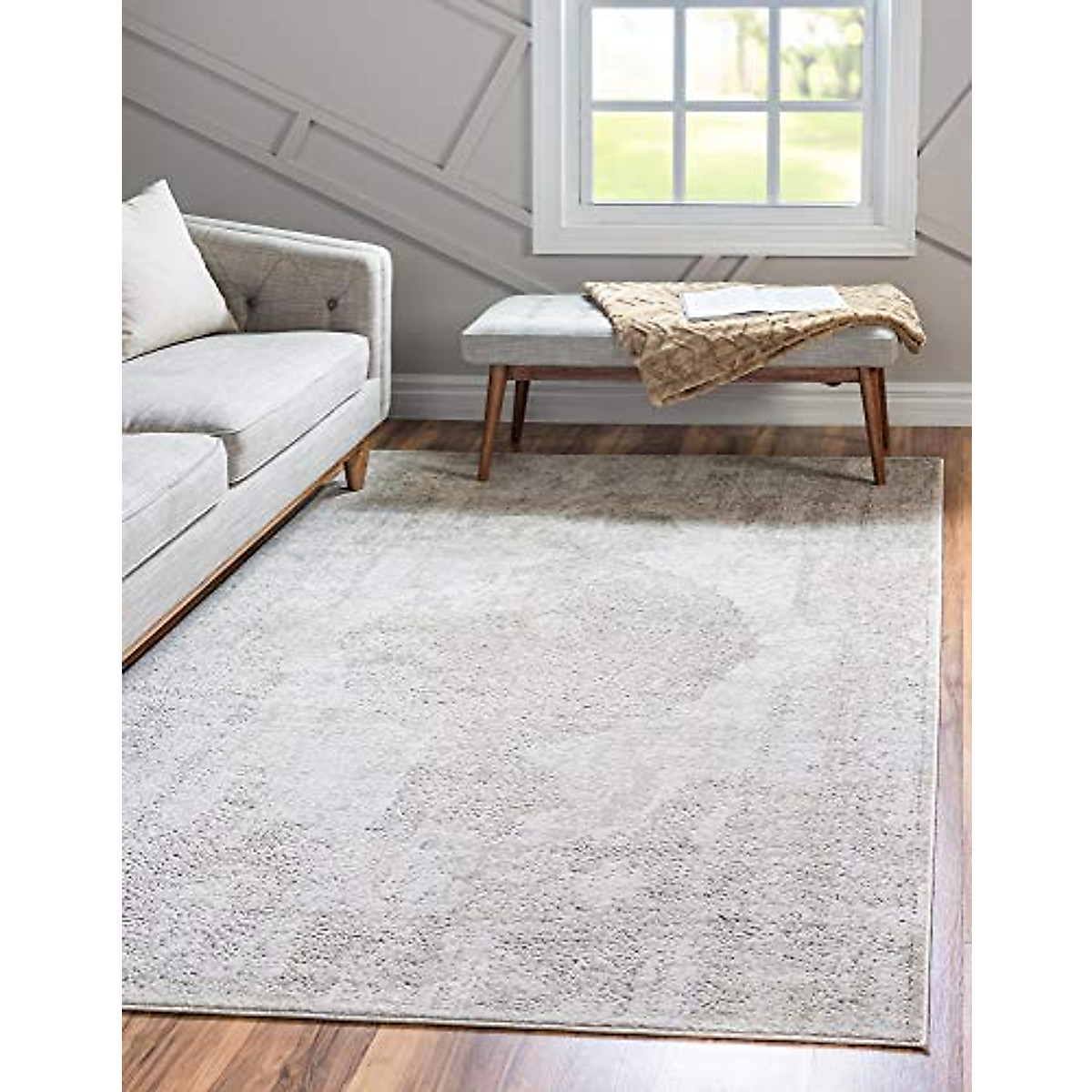 Rugs.com Oregon Collection Rug – 6' x 9' Ivory Low-Pile Rug Perfect for Living Rooms, Large Dining Rooms, Open Floorplans