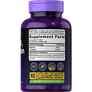 Melatonin 10mg | 365 Tablets | Drug Free Aid for Adults | Vegetarian, Non-GMO, Gluten Free Supplement | by Carlyle