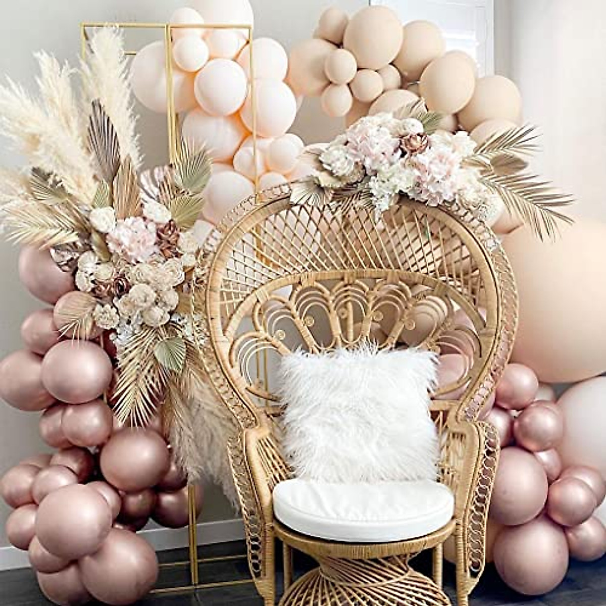 Blush Ivory Balloons Garland Kit Pastel Ivory Nude Brown Rose Gold Metallic Double Stuffed Balloons Arch kit for Bridal Engagement Baby Shower Birthdays Weddings Boho Party Decoration