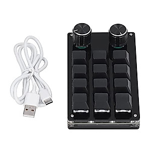 Yoidesu OSU Keypad 12 Key Gaming Keyboard, USB Mini 12 Key 2 Knobs Keypad Mechanical Gaming Keyboard, DIY Programming PC Keyboard, for Office, Game, Music, Media, Laboratory