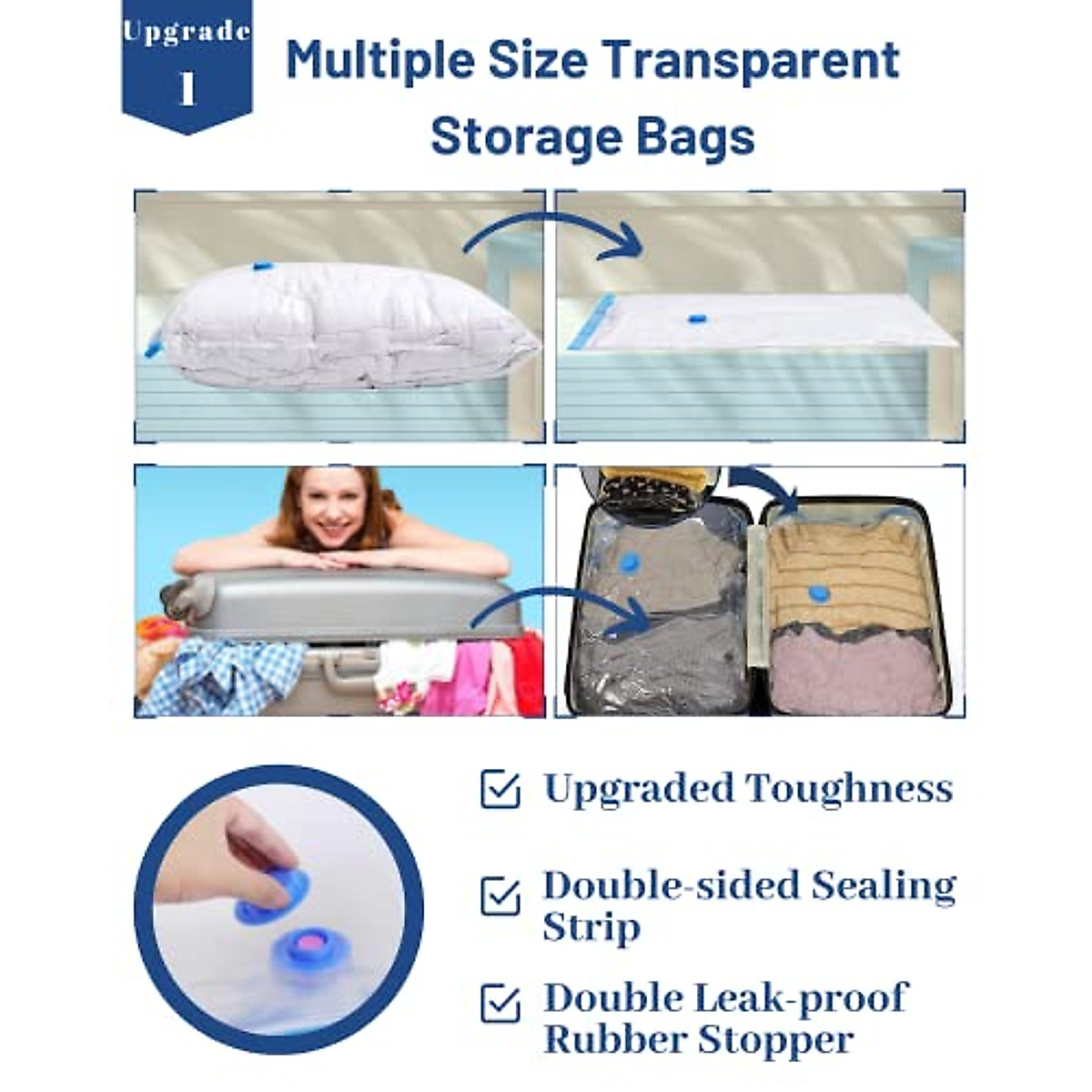 Enoryoau's 2023 Newest Vacuum Storage Bags Set : 10-Pack Vacuum Seal Bags with Electric Pump - making it the ultimate space saver for clothes, bedding, closet organization, home storage & travel essentials