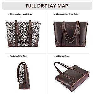 Kattee Women Genuine Leather Tote Bags Purses and Handbags Shoulder Vintage Crossbody Work (Dark Brown)