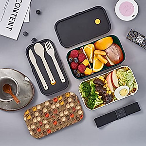 Various Seasonings Print Pattern Premium Bento Lunch Box, 2 Compartments Leakproof Lunch Box With Cutlery For Adults, Microwave & Dishwasher Safe