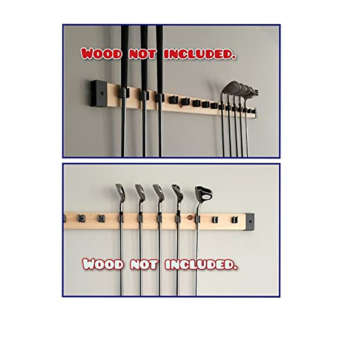 [JINTECH] Golf Club Organize Holder, Wall Display, Wall Hanger, Rack, Mount [15 Holder Set] (Head up - 10mm - 15set)