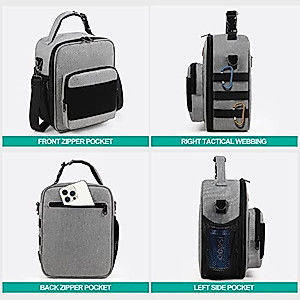 Tactical Small Lunch Box for Women Men, Insulated Lunch Bag for Adults, With Shoulder Strap Reusable Portable Lunch Tote for Work Office,Grey