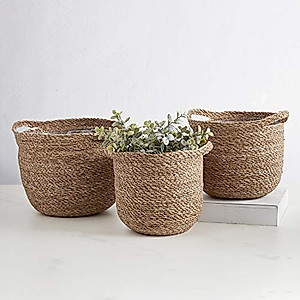 47th & Main Round Cylinder Basket Set, Small, Seagrass