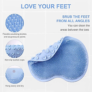 IHOUZE Shower Foot & Back Scrubber, Wall-Mounted Scrubber with Suction Cups, Silicone Bath Massage Cushion Brush, Massager Mat, Gentle Exfoliating and for All Kinds of Skin Gray