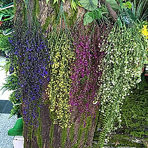 FOMAISELF 2 Pcs Artificial Hanging Plants Indoors - Fake Hanging Plant Outdoors, Artificial Plants for Wedding Party Home Garden Wall Decoration（Green）