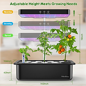 Herb Garden Hydroponics Growing System - HidroPony 12 Pods Indoor Gardening System with LED Grow Light, Plants Germination Kit, Auto Timer, Ideal Gardening Gifts for Women