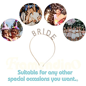 Framendino, Bride Headband Gold Rhinestone Sparkling Crystal Elegant Bridal Crown Bachelorette Headbands for Wedding Party