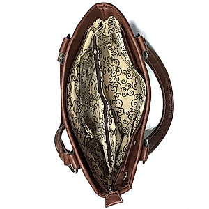 Justin West Western Brown Purse Floral Buckle Concealed Carry Handbag